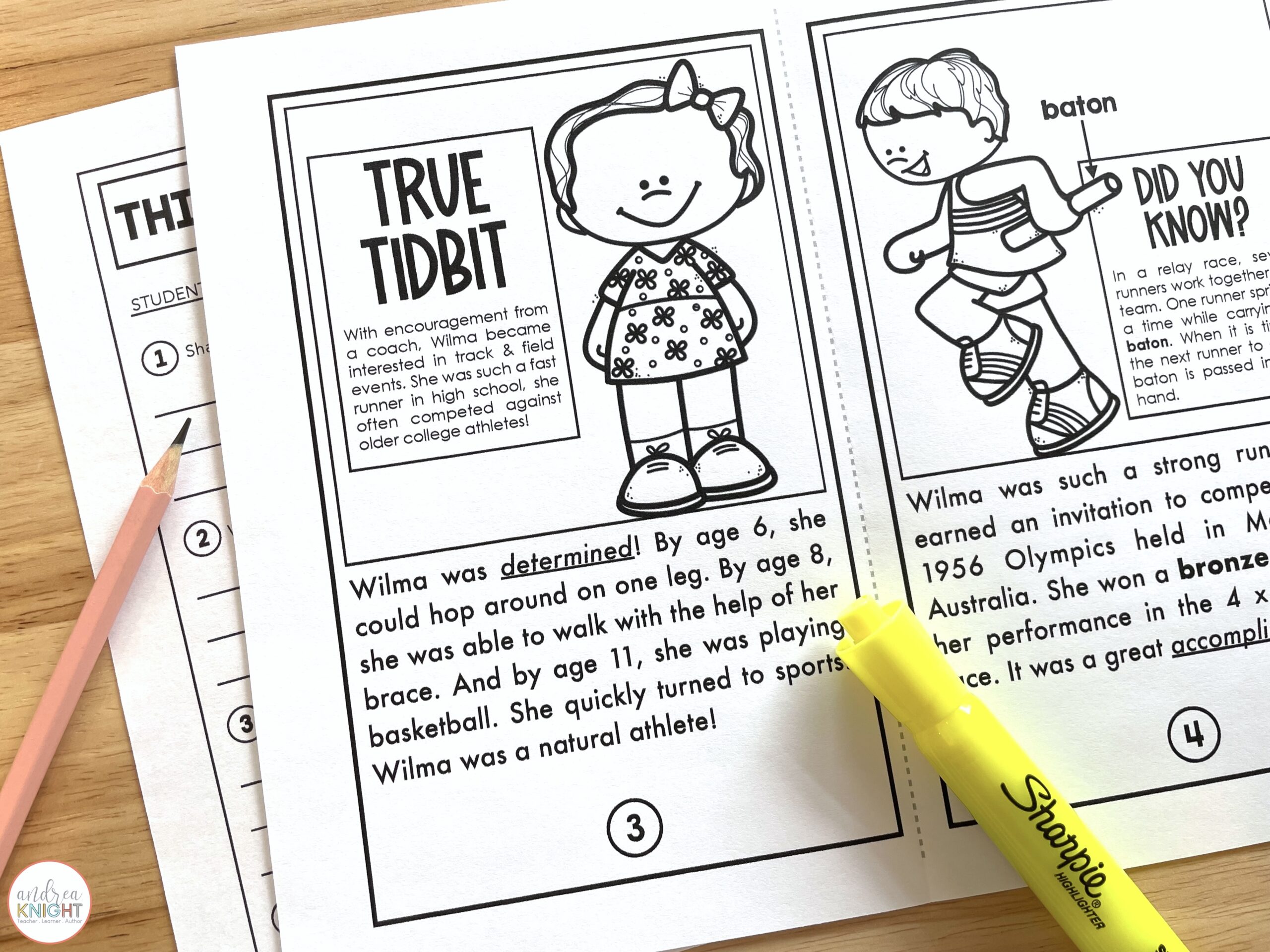 Women's History Month - Andrea Knight - Activities for Grades 1-2