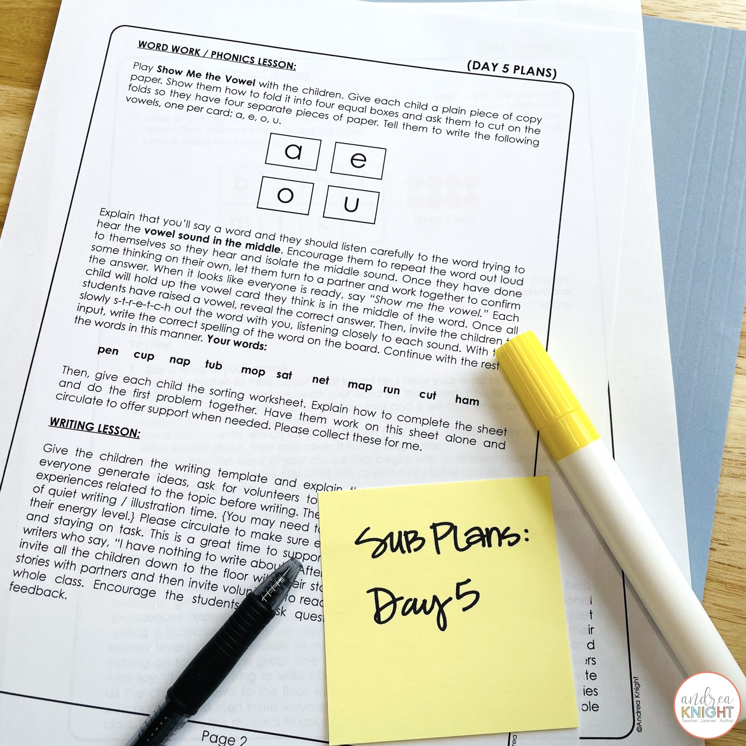 Sub Plans for Teachers - Andrea Knight